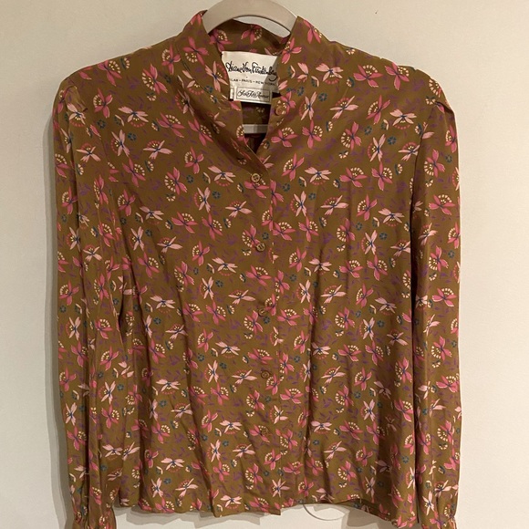 Diane Von Furstenberg | Tops | Vintage 97s Dvf Silk Floral Blouse ...